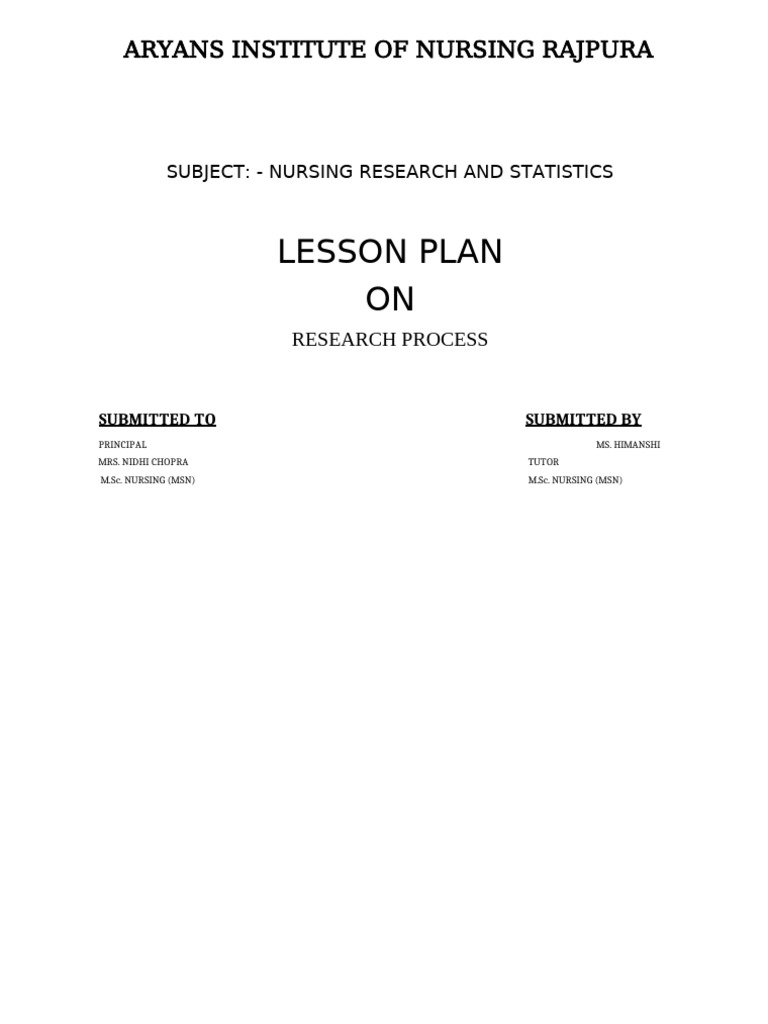 Lesson Plan On Research Process | PDF | Statistics | Hypothesis