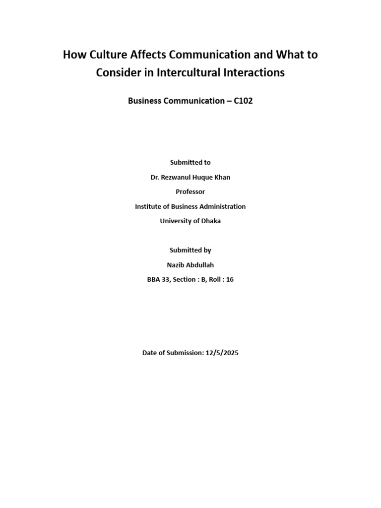 Culture's Impact on Communication | PDF | Nonverbal Communication ...