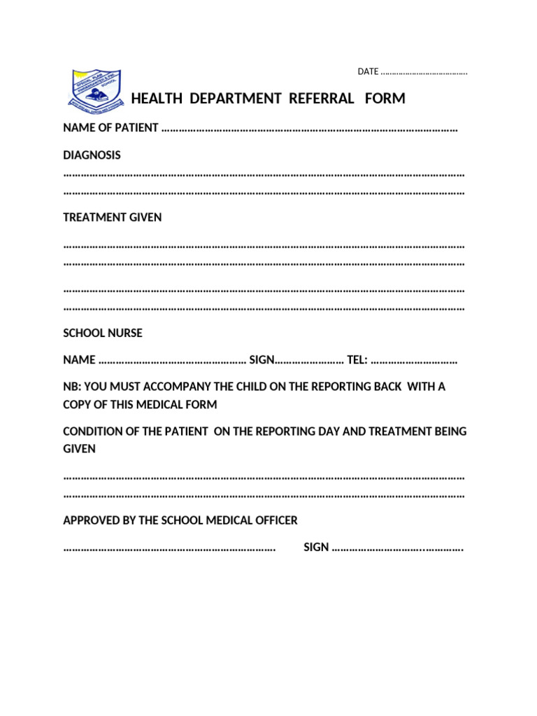 School Health Referral Form | PDF