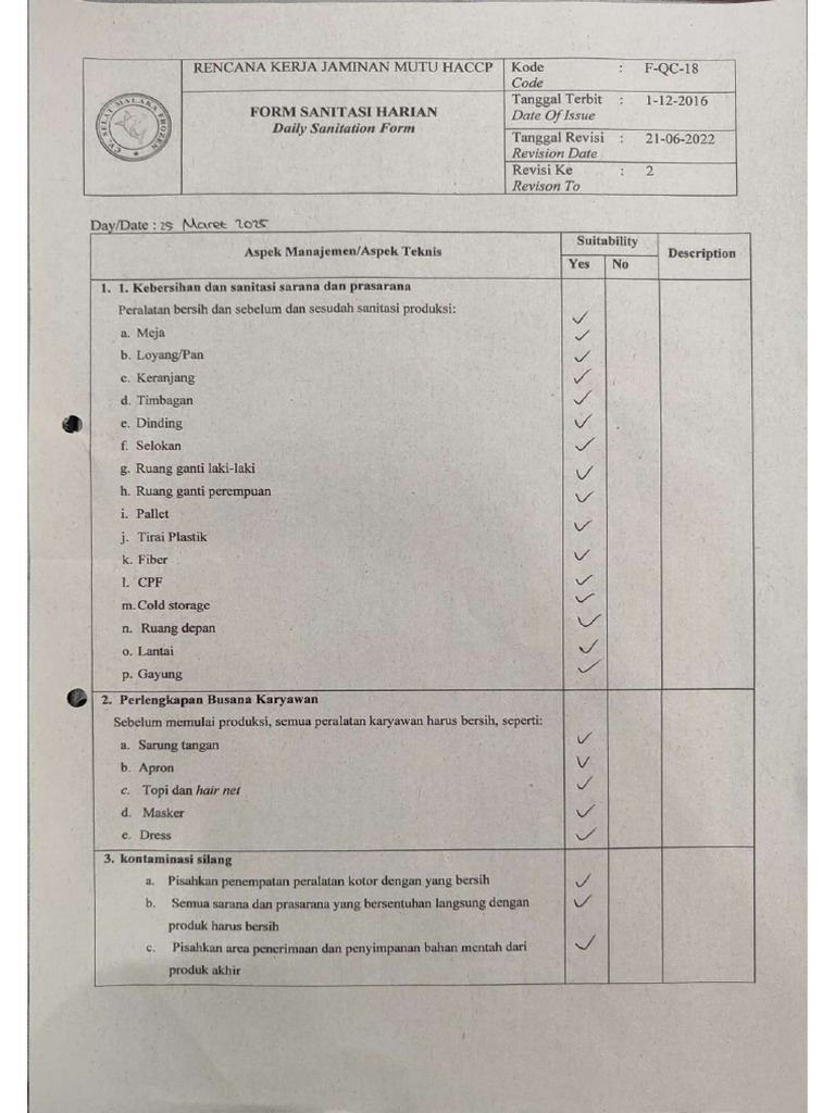 Form Monitoring Sanitasi | PDF