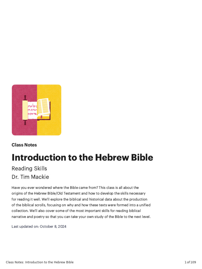 Introduction to the Hebrew Bible Teacher Notes | PDF | Hebrew Bible | Bible