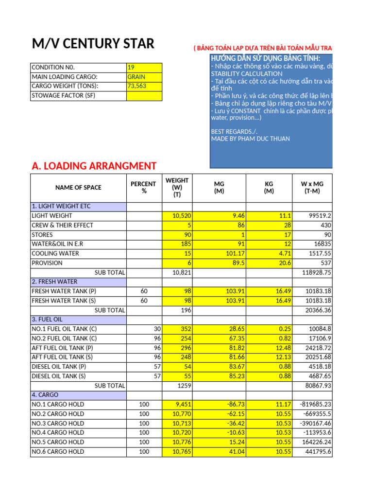 Trim&Stabilty Calculation.std - Moi | PDF