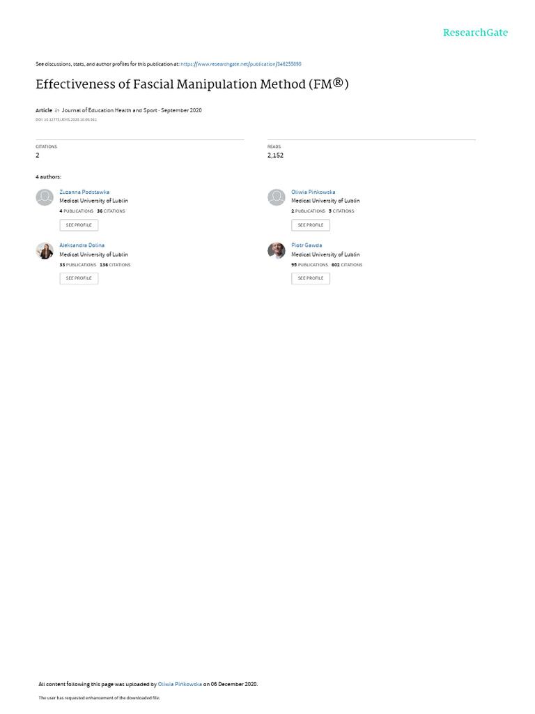 Effectiveness of Fascial Manipulation Method FMR | PDF | Clinical Medicine | Medical Specialties