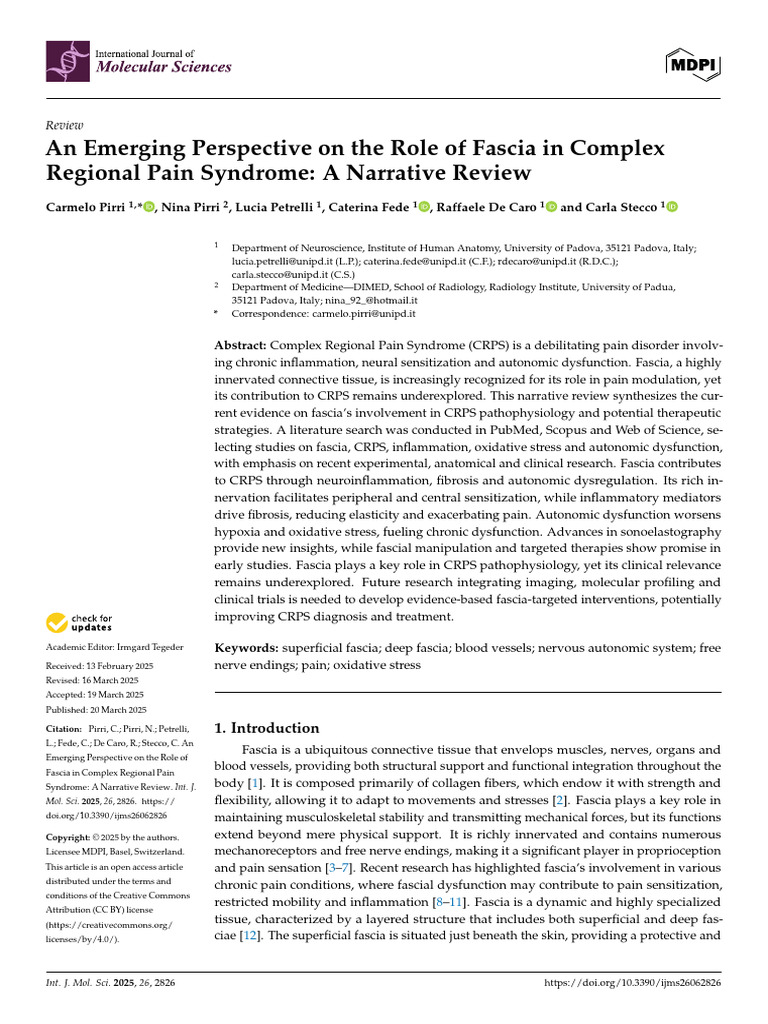 An Emerging Perspective On The Role of Fascia in C | PDF | Inflammation ...