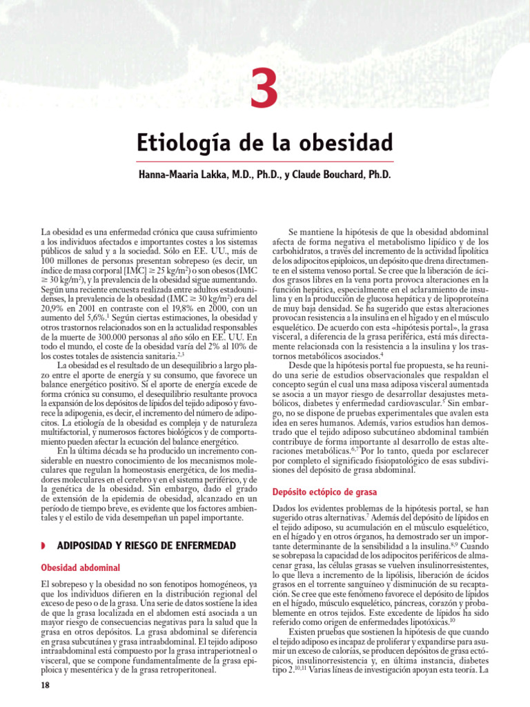 Cap Tulo 3 Etiolog A de La Obesidad | PDF | Tejido adiposo | Leptina