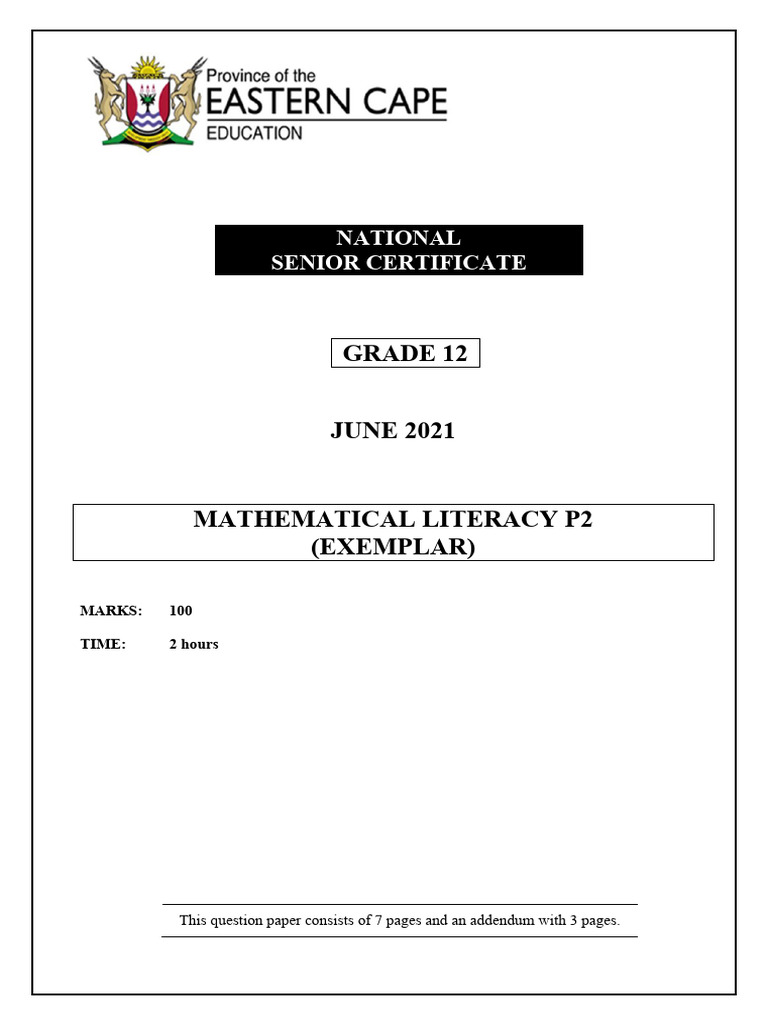 Mathematical Literacy P2 QP June 2021 Eng | PDF | Speed