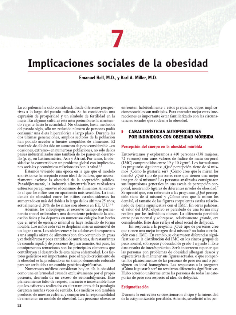 Cap Tulo 7 Implicaciones Sociales de La Obesidad | PDF | Obesidad ...