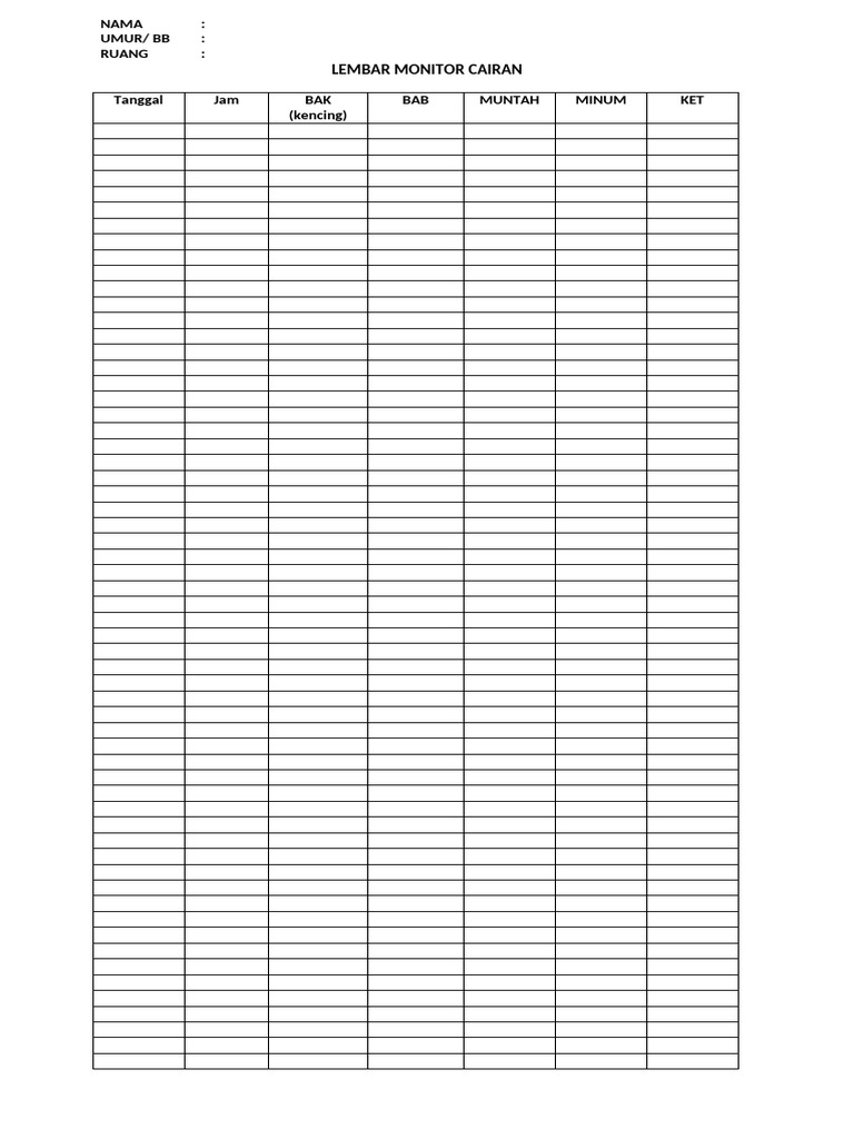 Lembar Monitor Cairan Untuk Pasien | PDF