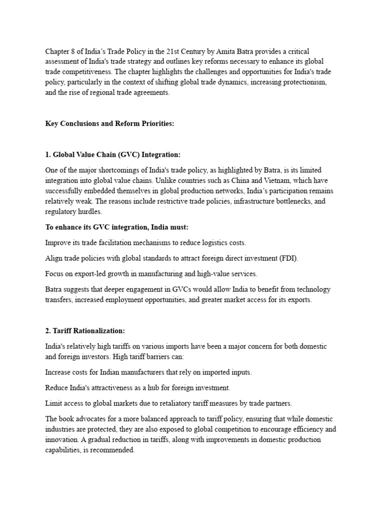 Chapter 8 of India's Trade Policy in The 21st Century by Amita Batra ...