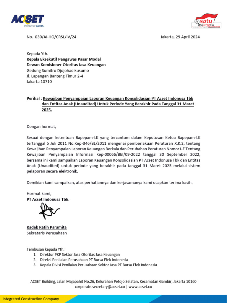 Pengantar LK ACSET Periode Maret 2025 | PDF