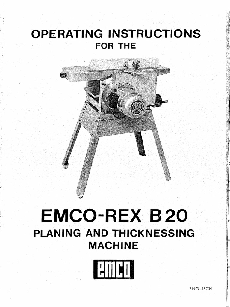 Emco Rex B20 English | PDF