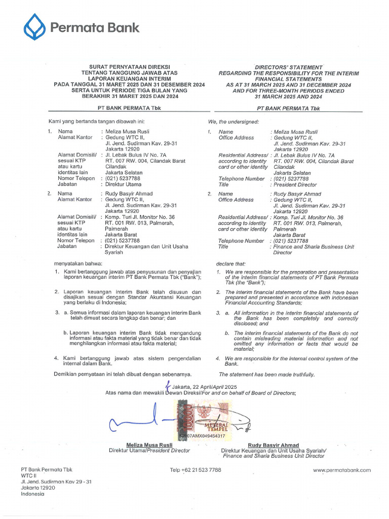 Directors Statement 31 March 2025 - BNLI | PDF