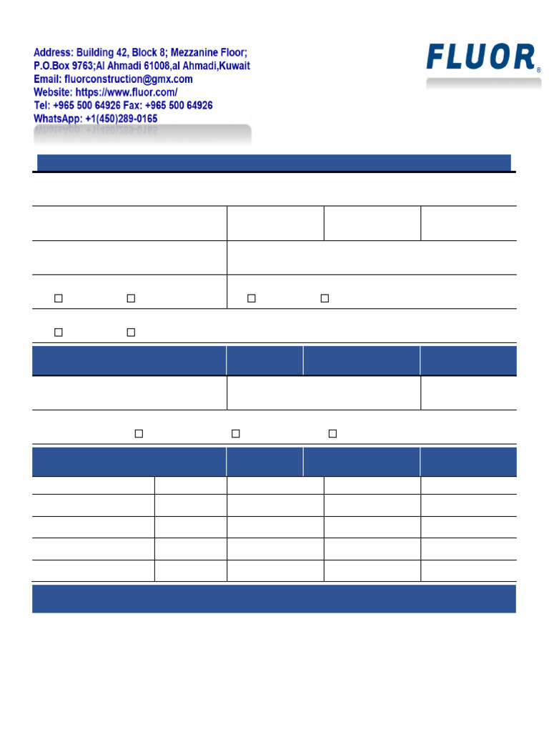 Fluor Construction Job Application Form and Interview. | PDF