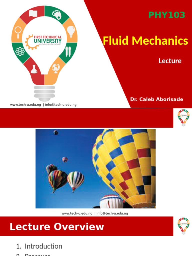 Fluid Mechanics Lecture Overview | PDF | Buoyancy | Pressure
