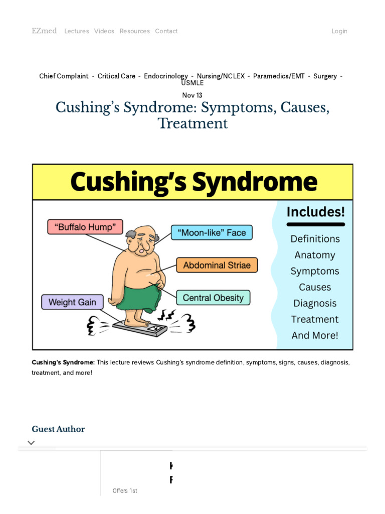 Cushing's Syndrome - Symptoms, Causes, Treatment, Diagnosis ...