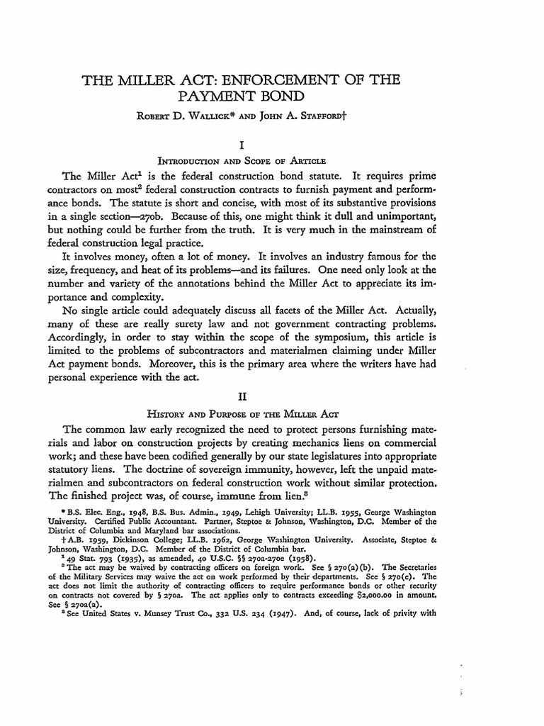 Understanding the Miller Act Bonds | PDF | Surety | Assignment (Law)