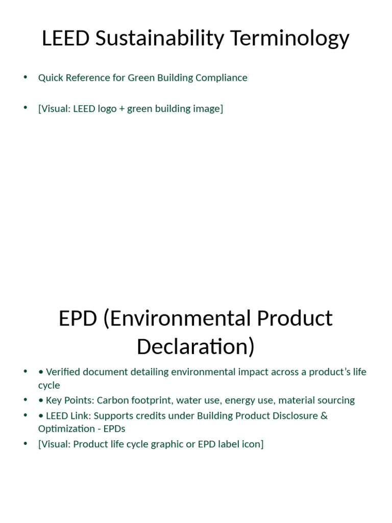LEED Sustainability Terminology Visuals | PDF