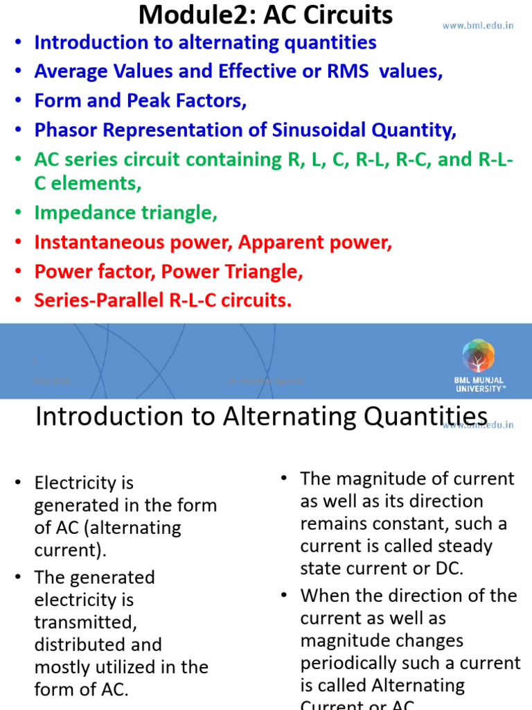 BEEE Module 2 Learning Material | PDF | Root Mean Square | Alternating Current