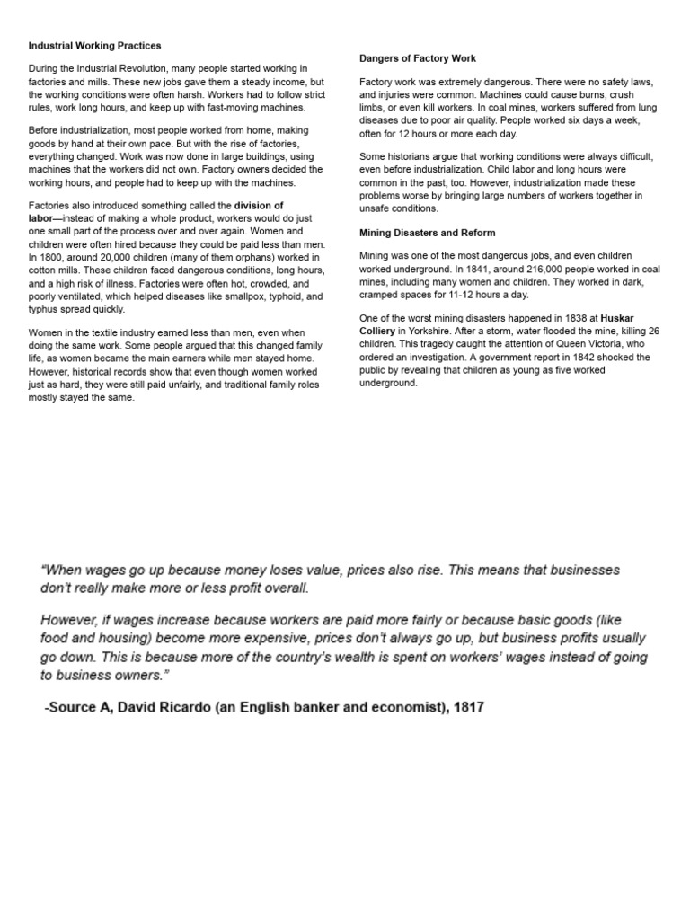 Industrial Revolution Working Conditions | PDF | Industrial Revolution ...