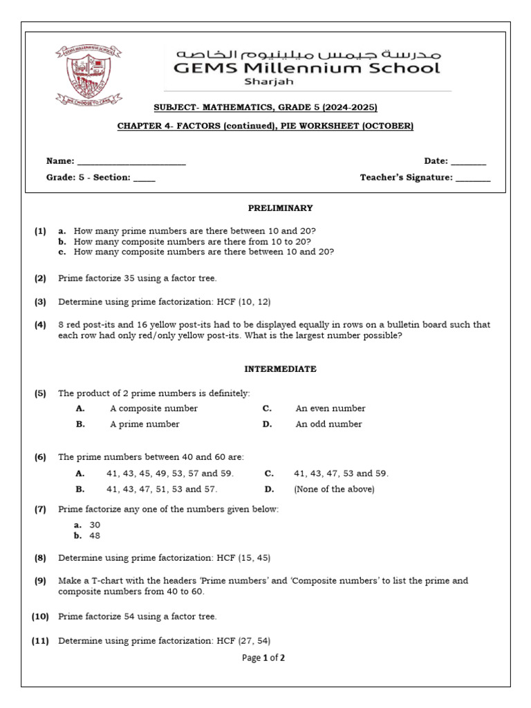 PIE - FACTORS Continued - 16th October | PDF | Prime Number | Discrete ...