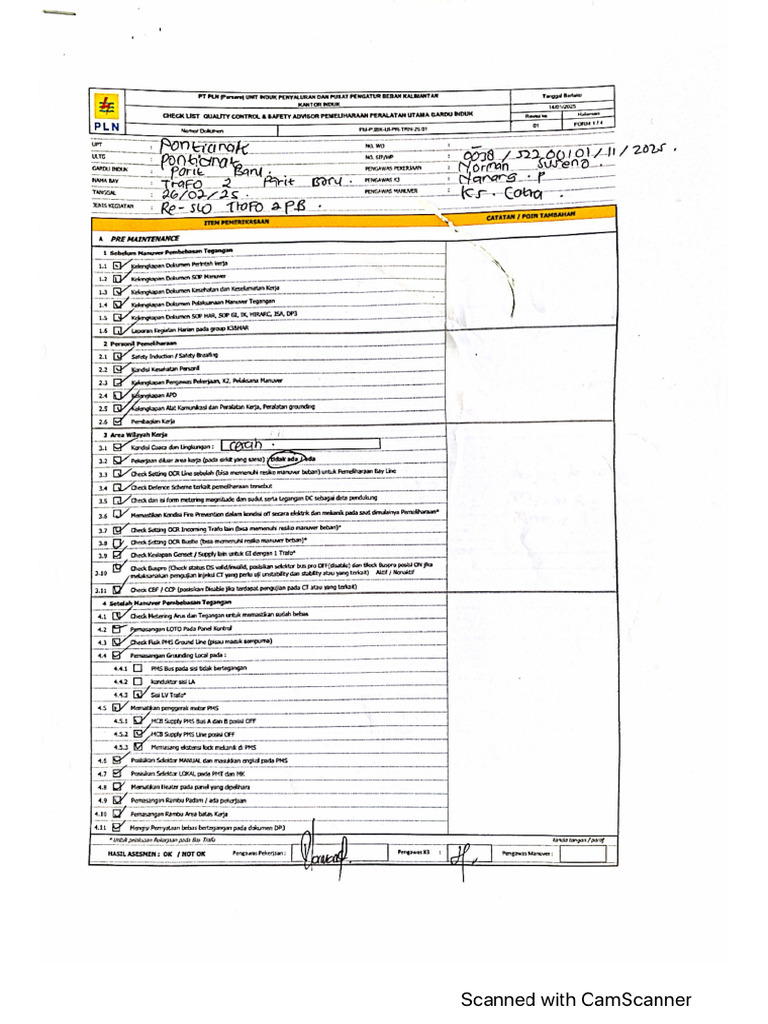 QC Bay Trafo-2 GI Parit Baru ( 26-02-2025 ) | PDF