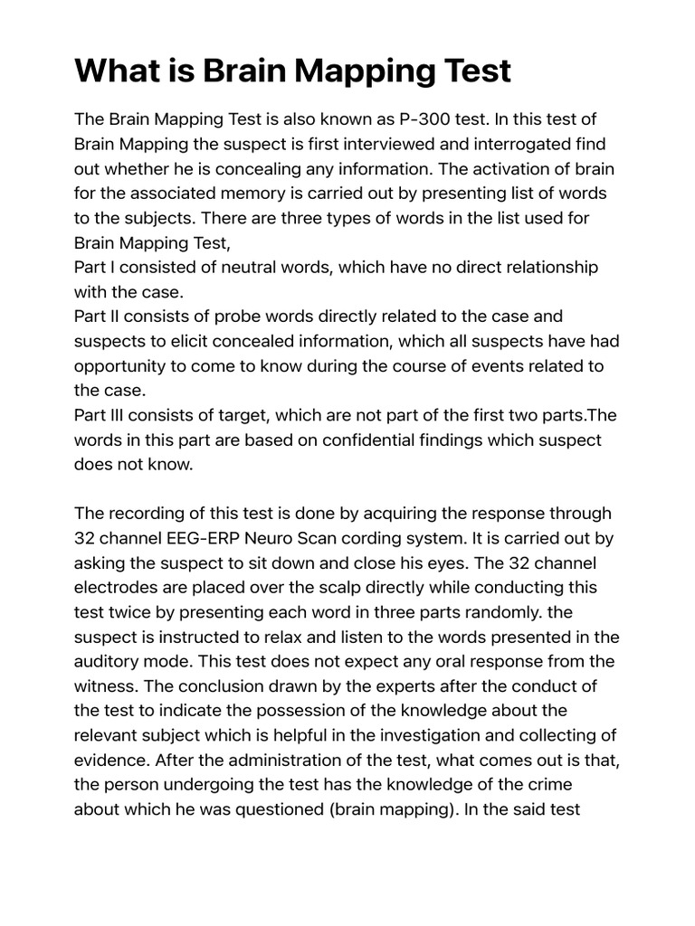 Brain Mapping Test - Narco Analysis Test in India | PDF | Bail ...