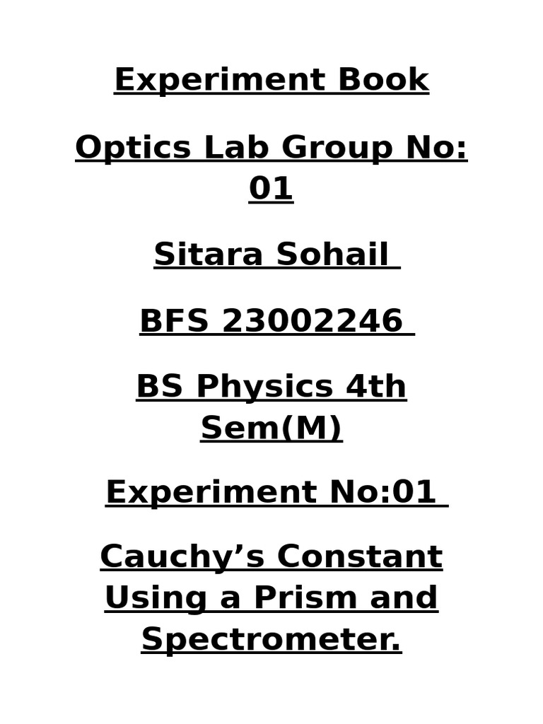 Cauchy's Constant Experiment in Optics | PDF