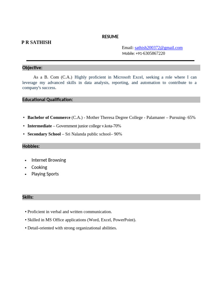 Satish Resume | PDF