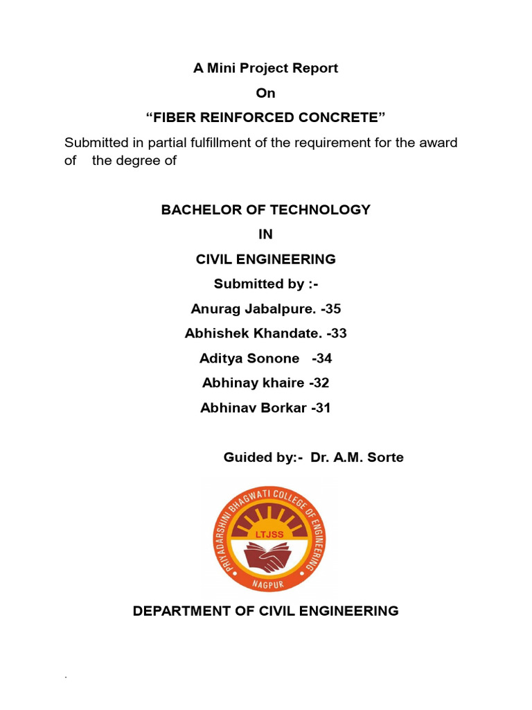 Mini Project Report FRC Final | PDF | Concrete | Fibers