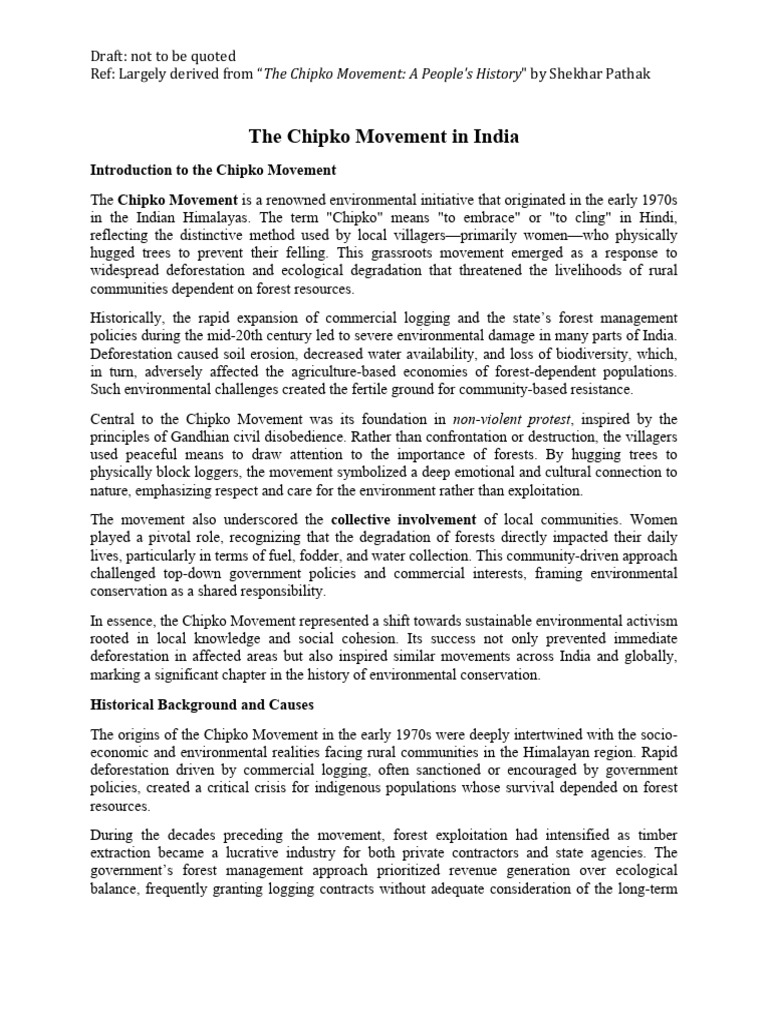 Chipko Movement in India | PDF | Forest Management | Deforestation