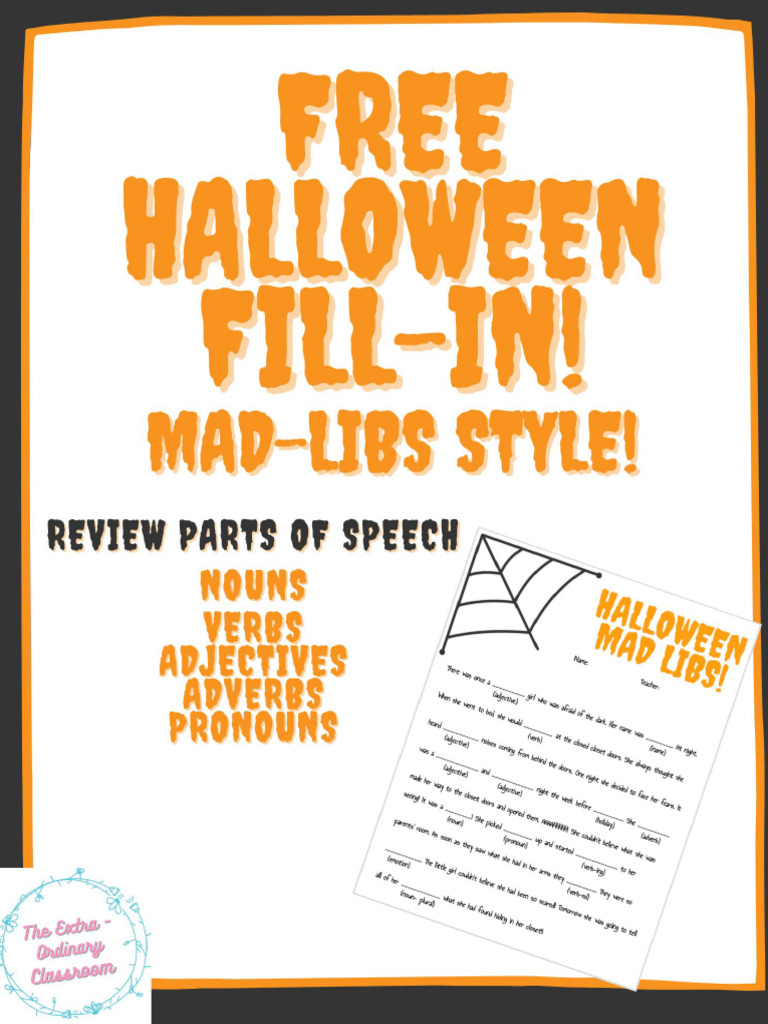 Madlibs Halloween Writing | PDF | Adjective | Linguistic Typology