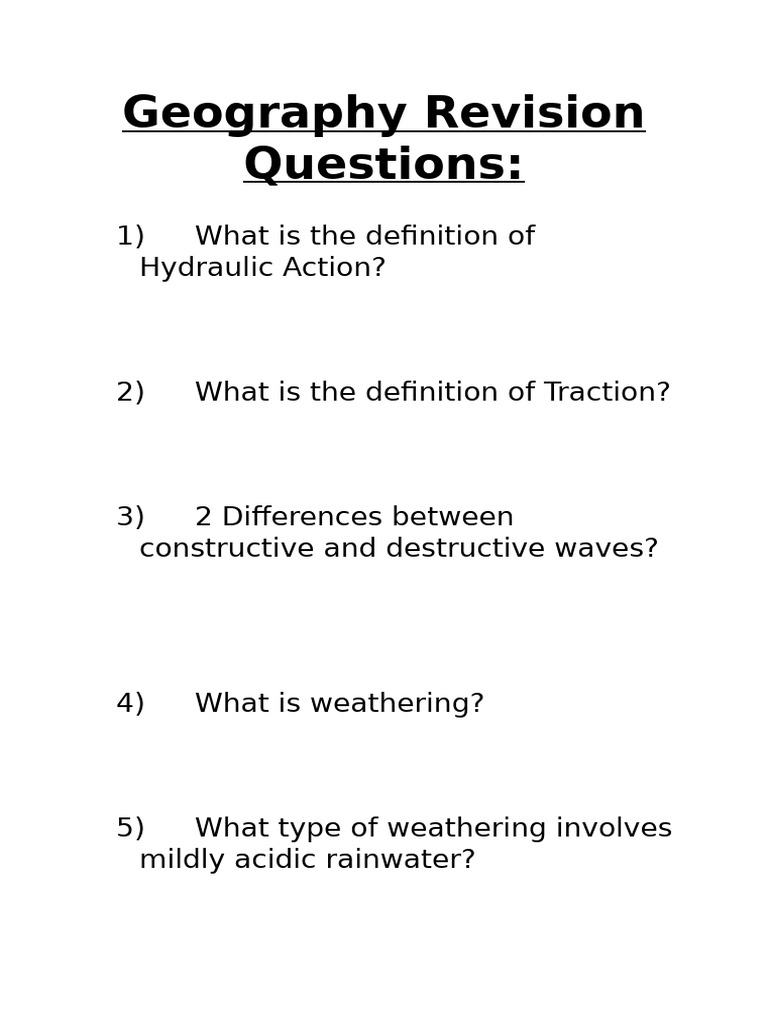 Geography Practise Questions | PDF