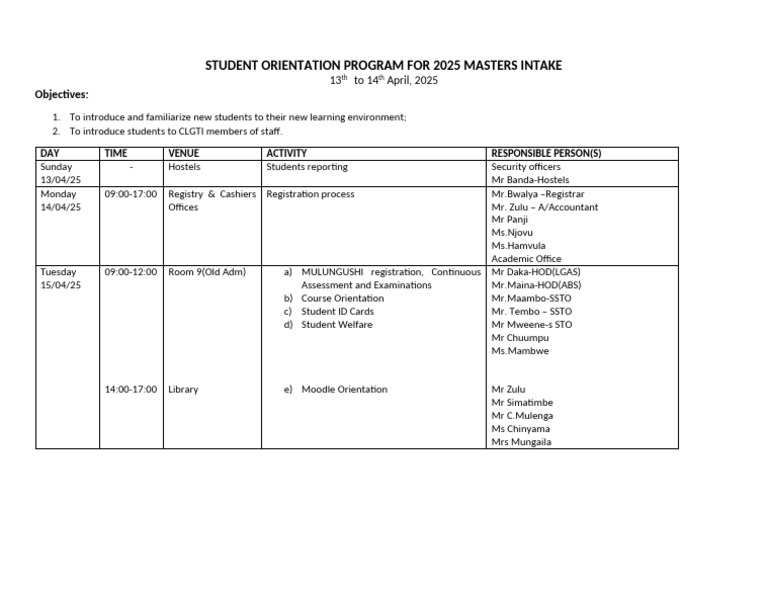 Orientation Program Pdf