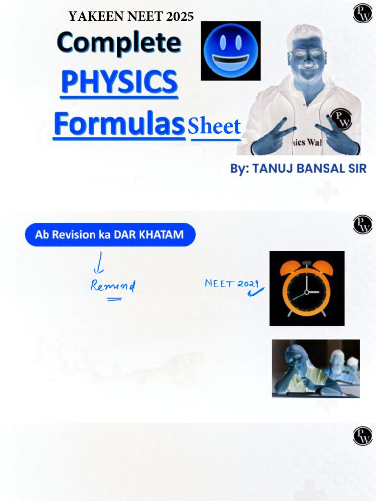 662f7551d09ec500189c080d - ## - Physics Formulas Formulas Sheet (Only ...