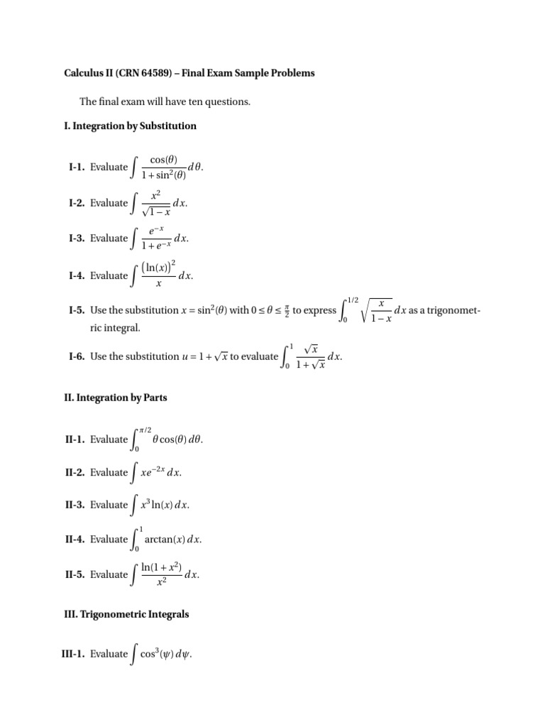 Calc 2 Final Practice Kable | PDF | Mathematical Analysis | Mathematics