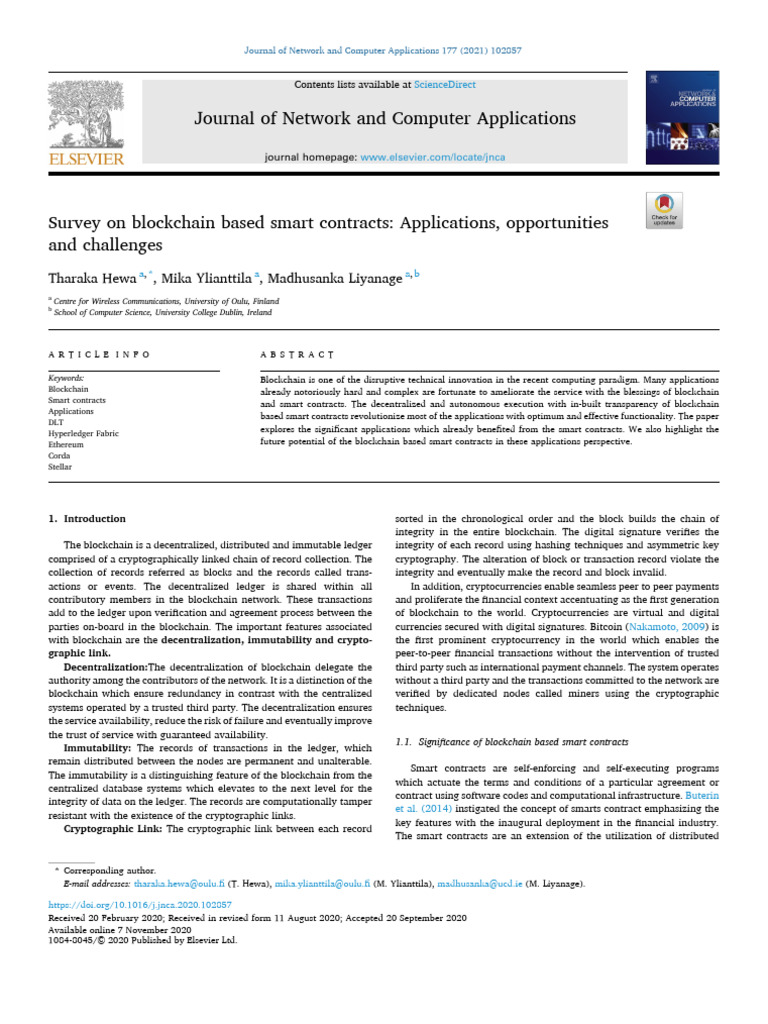 Survey On Blockchain Based Smart Contracts Pdf Cryptocurrency Distributed Computing