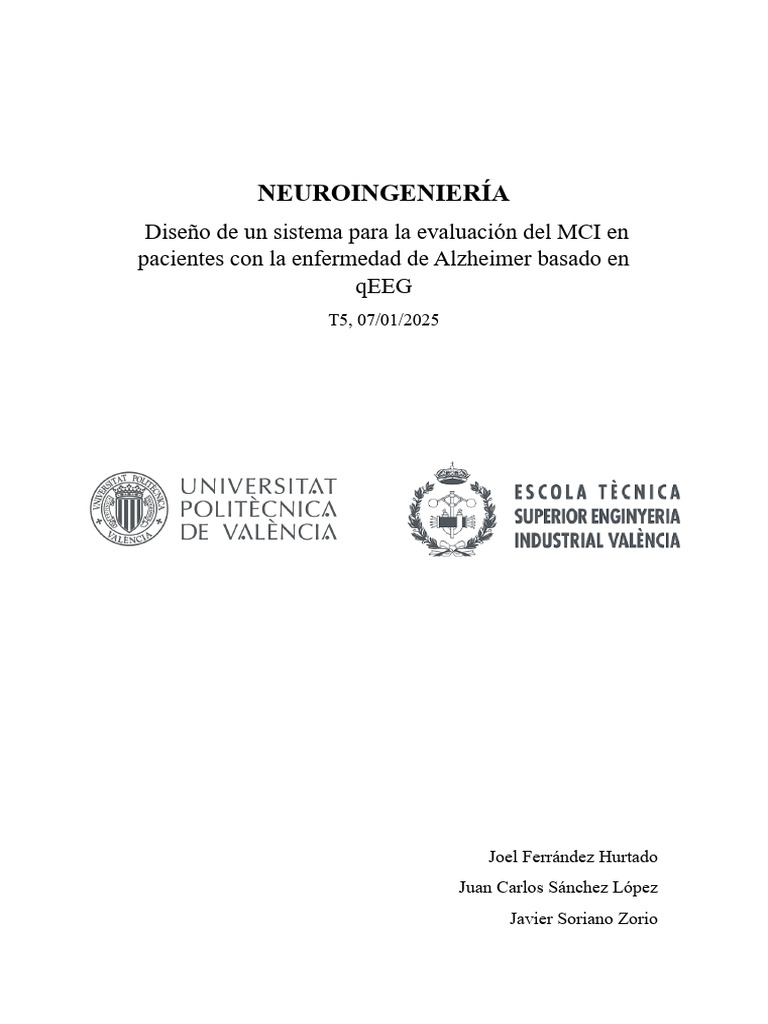 Trabajo T5 Neuro | PDF | Enfermedad de Alzheimer | Muestreo (procesamiento de señal)