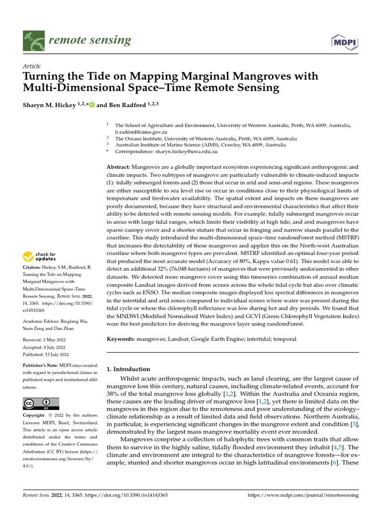 2022 - Imp - Sharyn M. Hickey - Turning The Tide On Mapping Marginal Mangroves | PDF | Satellite ...