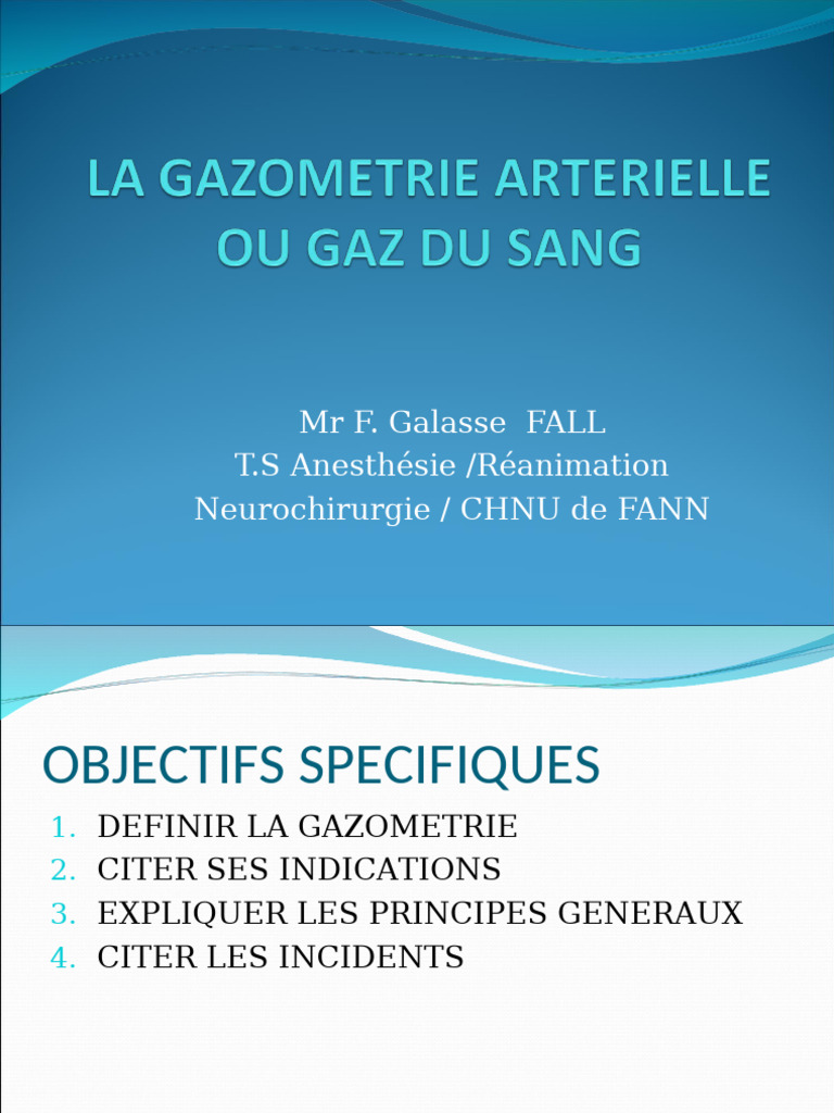Gestion de la gazométrie sanguine | PDF | Spécialités médicales ...