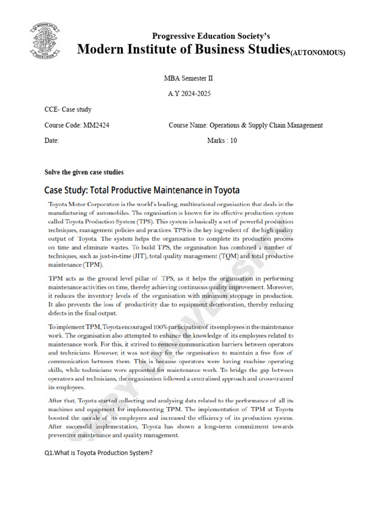 OSCM Assigment | PDF