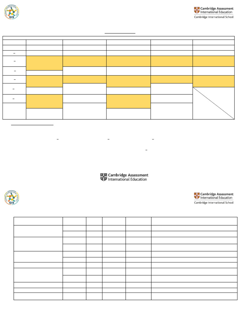 IGCSE B Mid-Term Exam Timetable 2025 | PDF