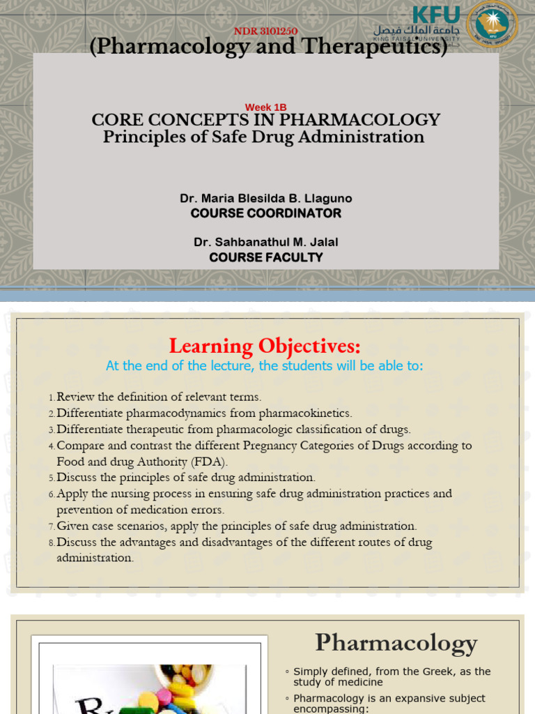 Week 1 - B - Introduction To Pharmacology - NDR 250 - Pharmacology and ...