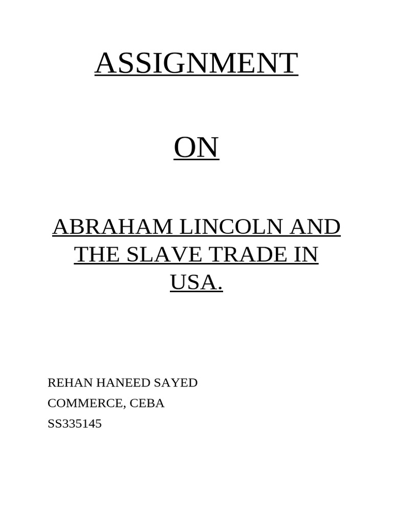 Abraham Lincoln and The Abolition of The Slave Trade in The | PDF ...
