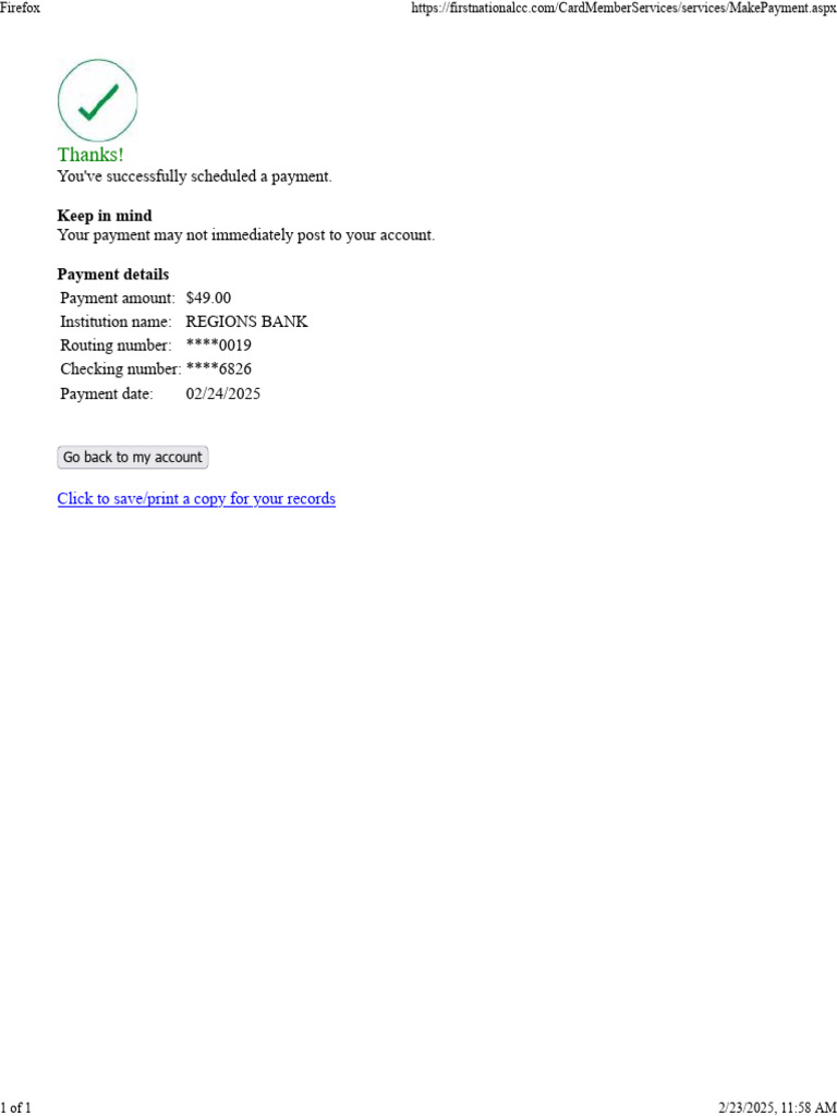 Legacy Credit Card Payment Confirmation | PDF