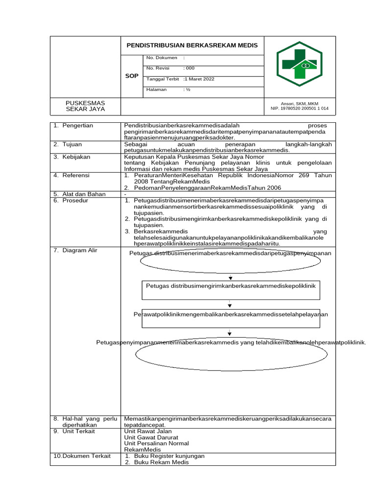 Pendistribusian Berkas Rekam Medis | PDF