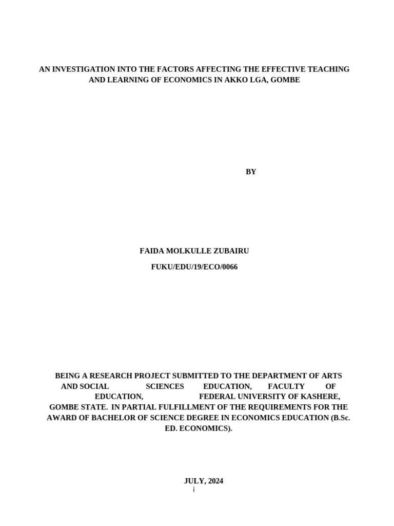 Factors Influencing Economics Education in Akko | PDF | Economics ...