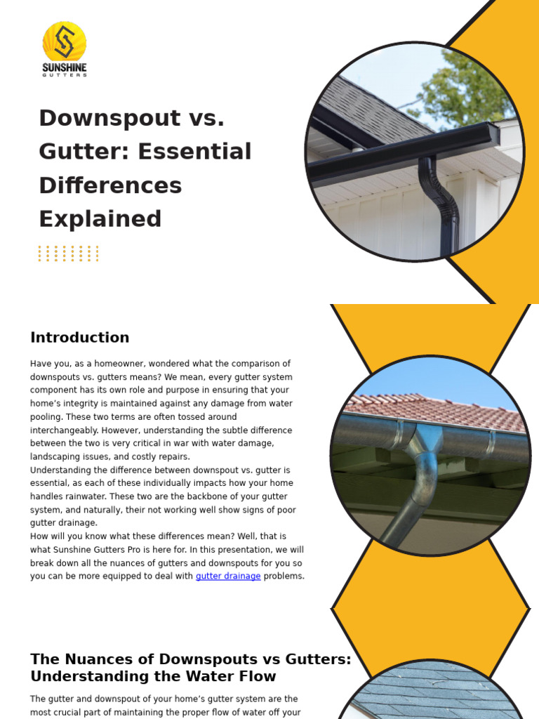 Downspout vs. Gutter Essential Differences Explained | PDF | Roof
