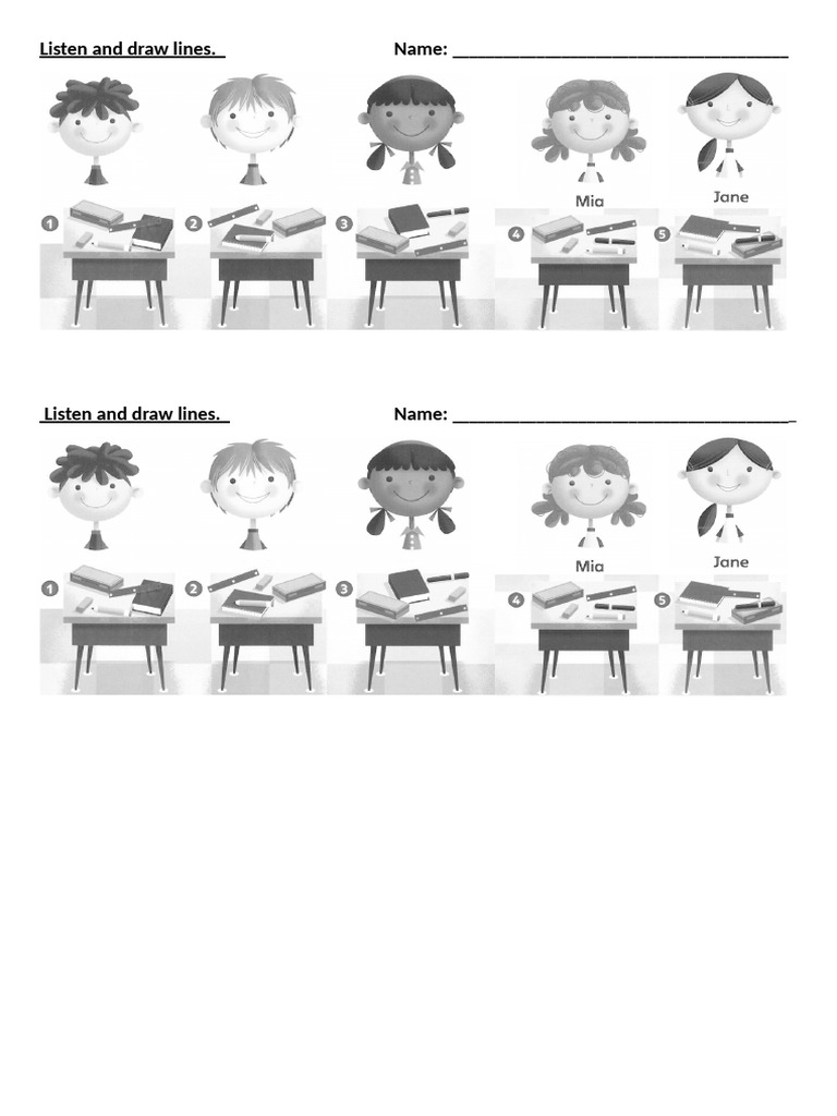 Listen and Draw Lines. Name | PDF