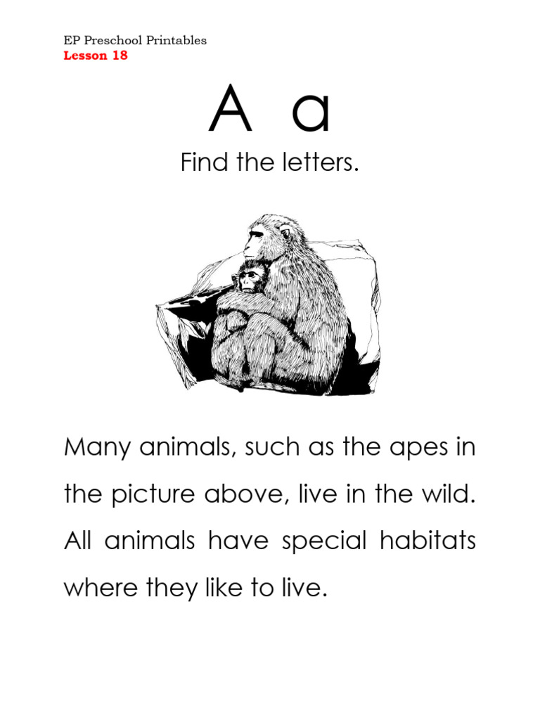 EP Preschool Printables: Lesson 18 Activities | PDF