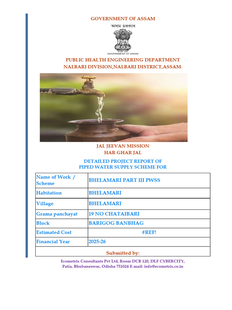Dpr of Piped Water Supply Scheme for Bhelamari Part III Pwss_r3_0 | PDF ...